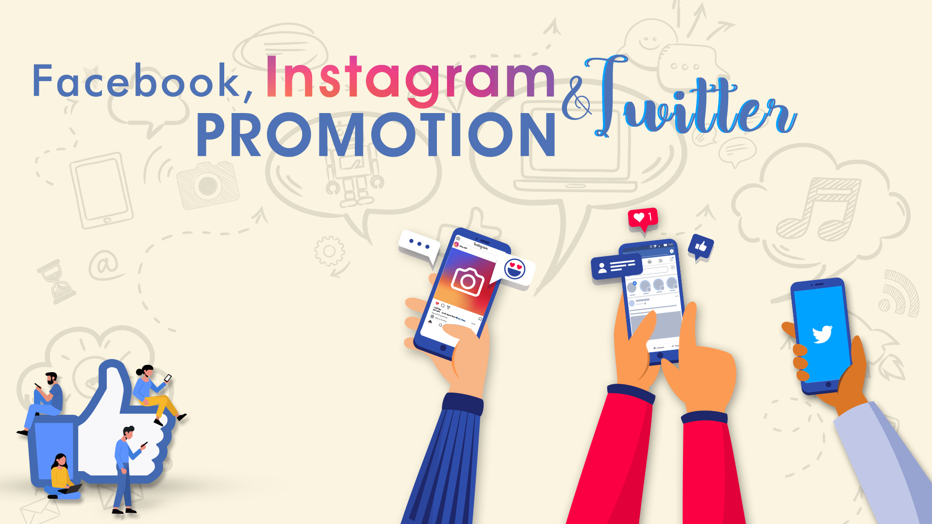 Facebook, Instagram and Twitter promotions